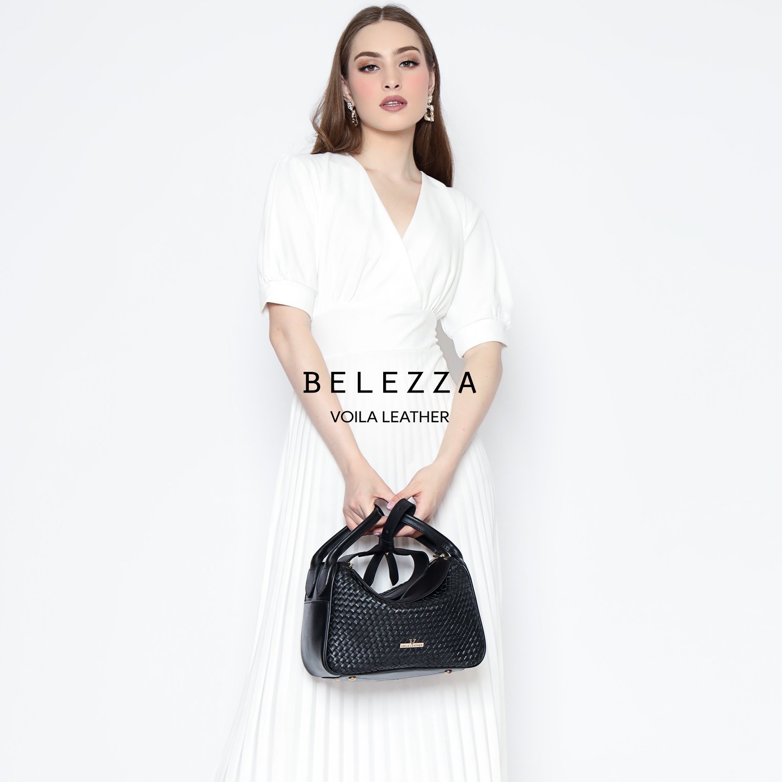 Tas Hobo Anyaman Kulit Asli Voila Belezza Black - Voila Leather