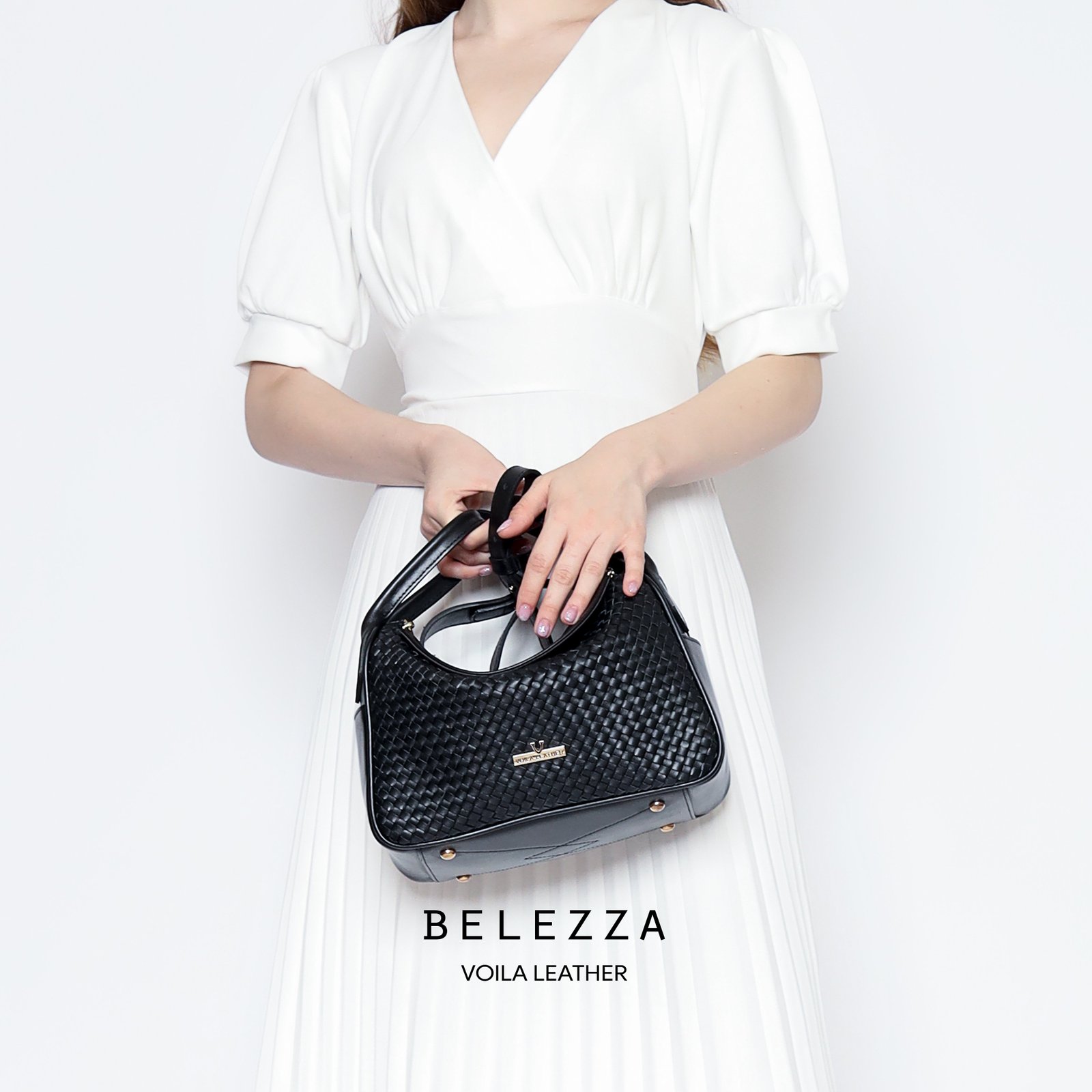 Tas Hobo Anyaman Kulit Asli Voila Belezza Black - Voila Leather