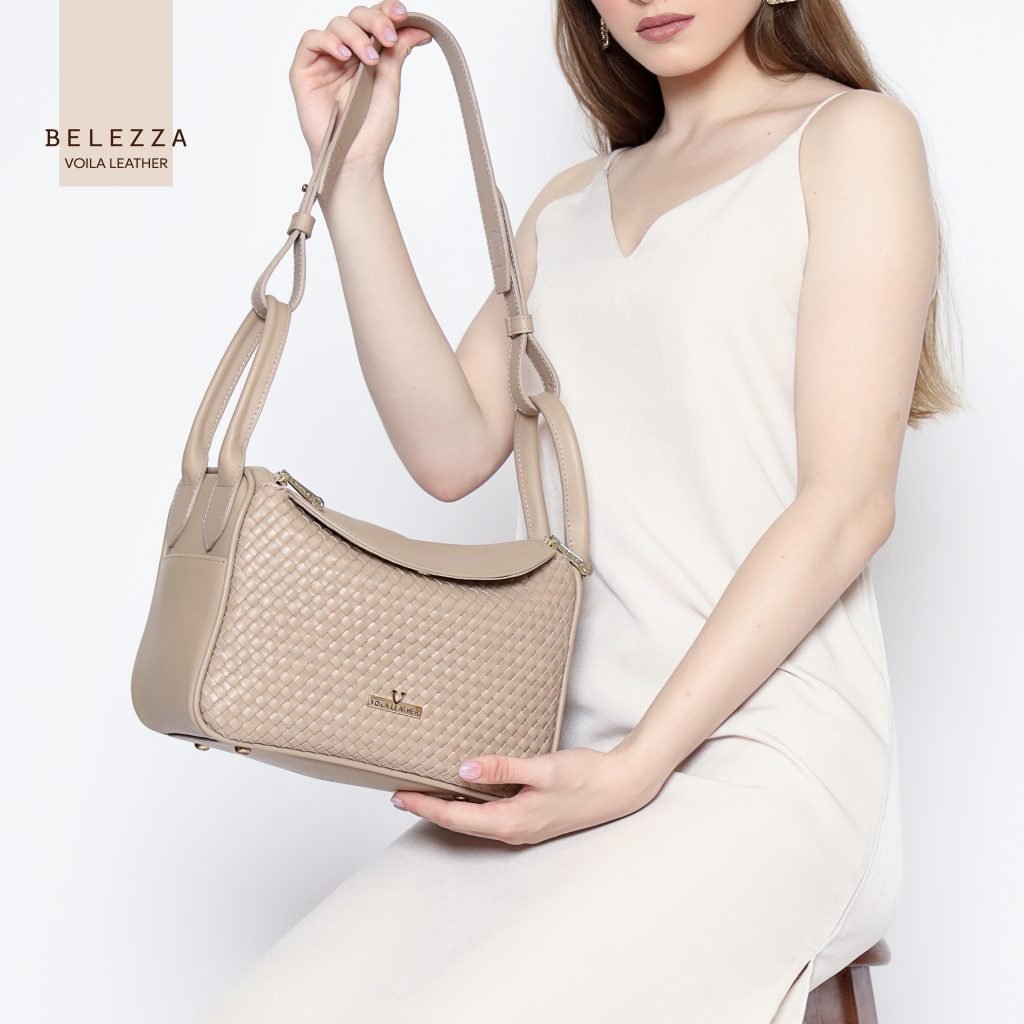 Tas Hobo Anyaman Kulit Asli Voila Belezza Nude - Voila Leather
