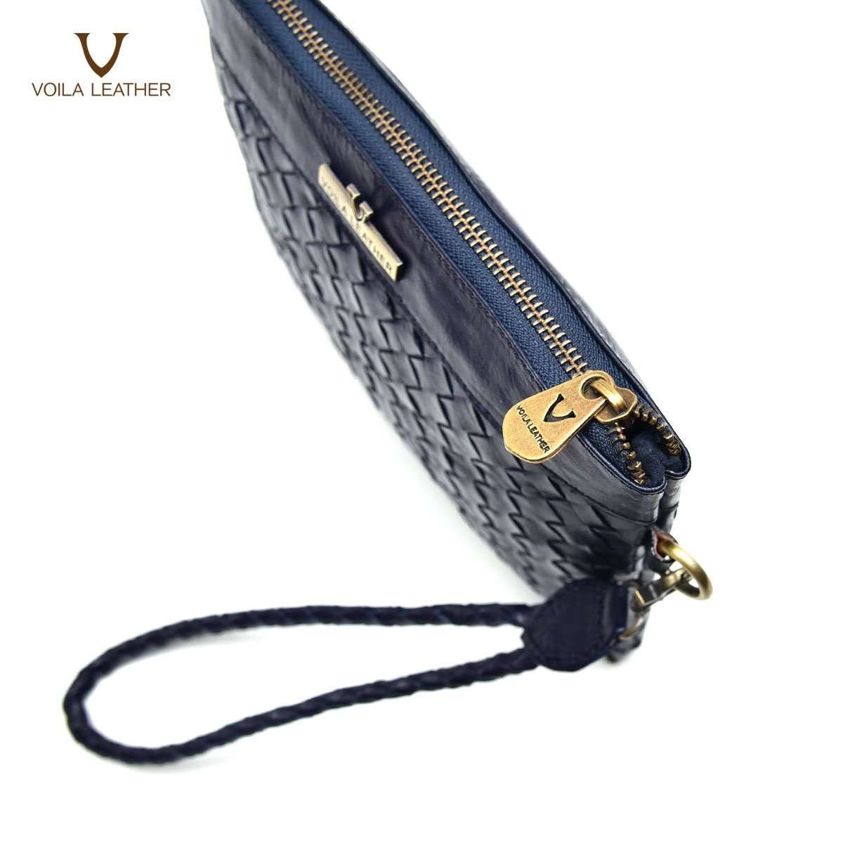 Etnik Handmade Anyam Kulit Asli Pouch Voila Cadhna Blue Navy - Voila ...