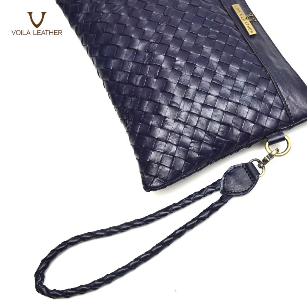 Etnik Handmade Anyam Kulit Asli Pouch Voila Cadhna Blue Navy - Voila ...