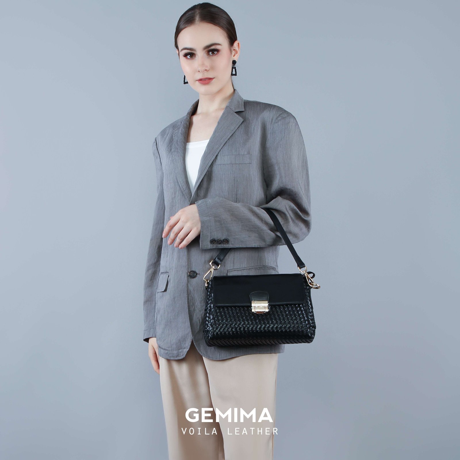 Medium Tote Selempang Anyam Kulit Asli Voila Gemima - Voila Leather