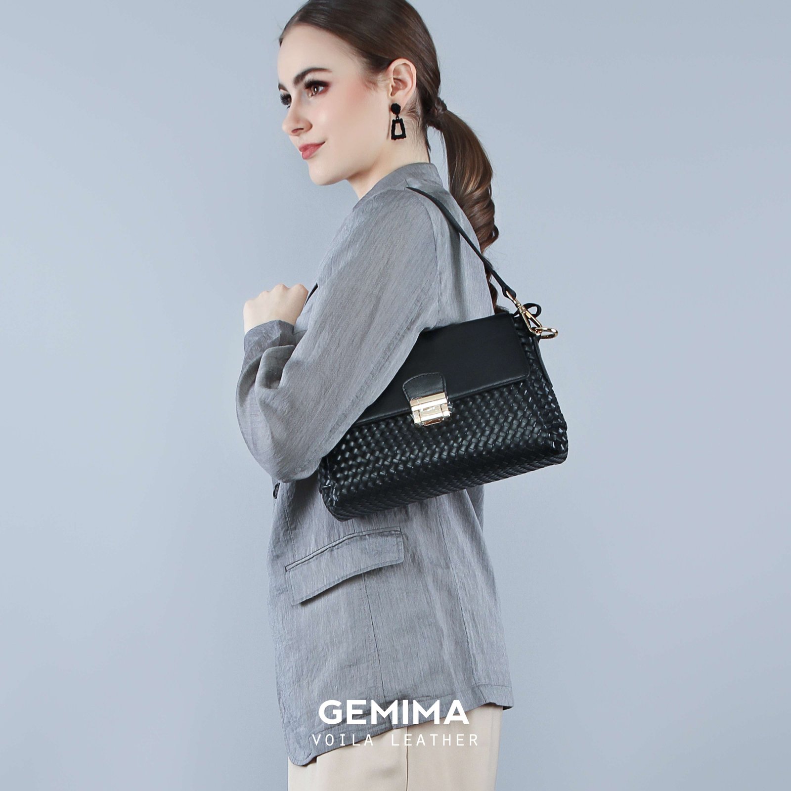 Medium Tote Selempang Anyam Kulit Asli Voila Gemima - Voila Leather