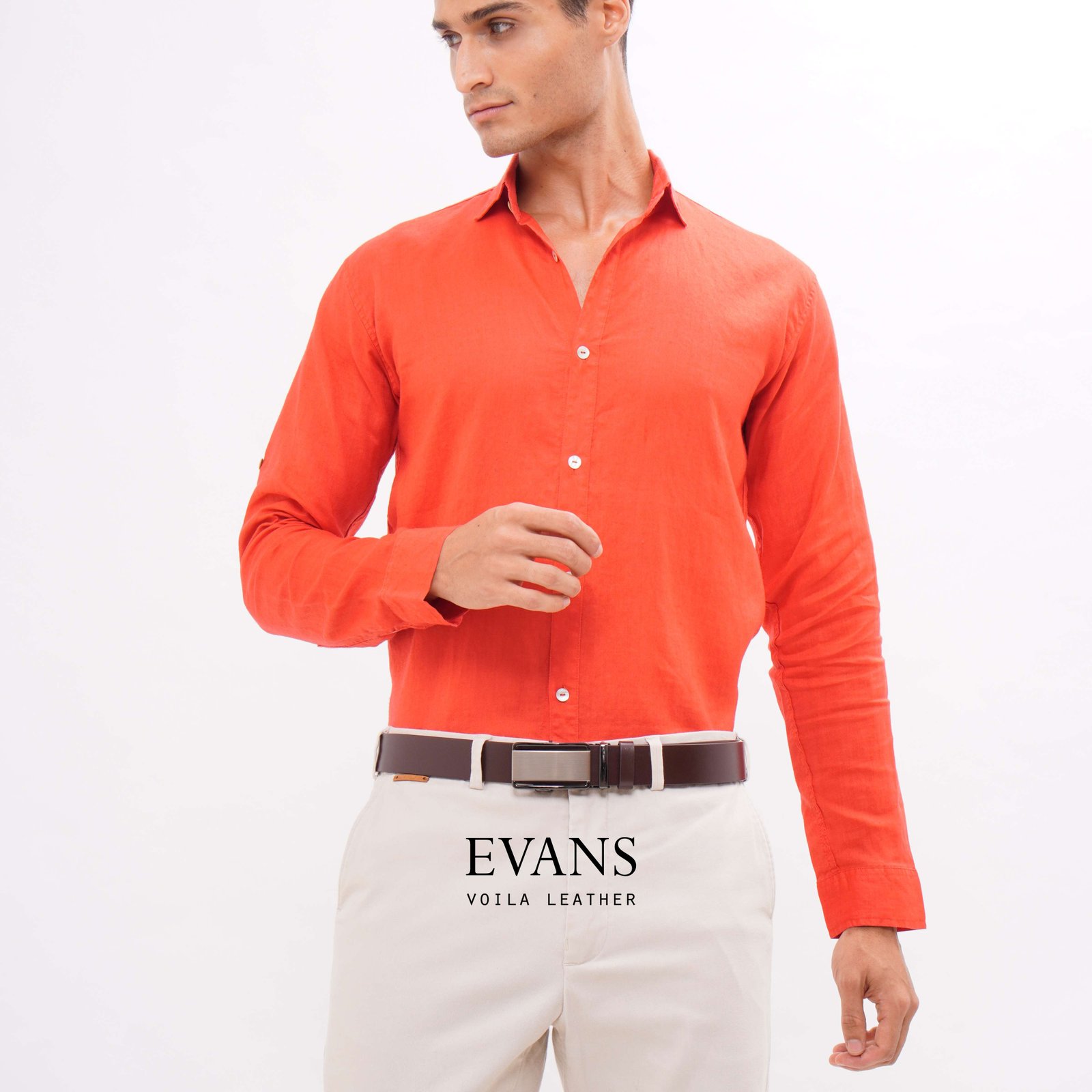 Genuine Leather Men's Belt Voila Evans Brown - Voila Leather