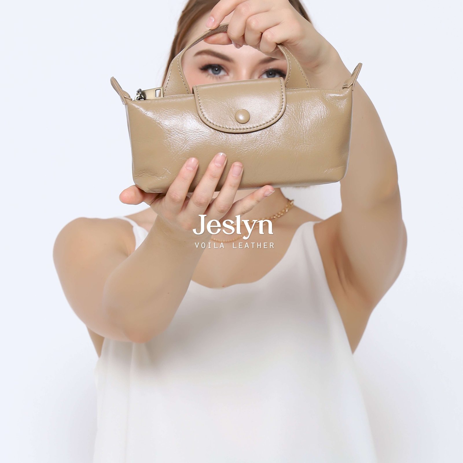 Genuine Leather Sling & Handbag Voila Jeslyn Latte - Voila Leather