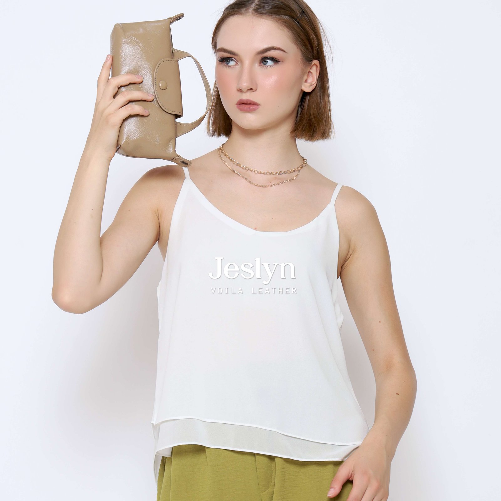 Genuine Leather Sling & Handbag Voila Jeslyn Latte - Voila Leather