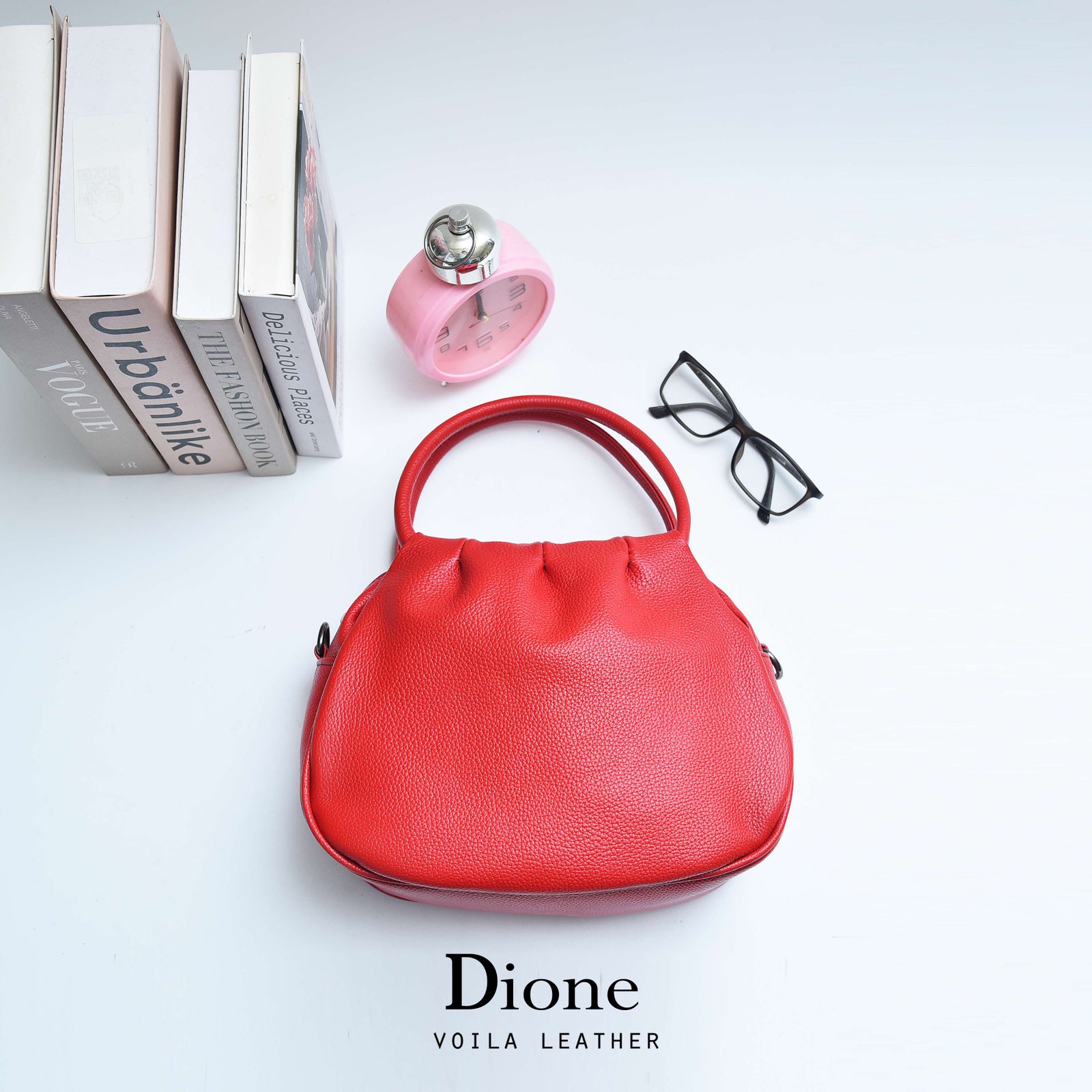 Medium Basket & Sling Bag Genuine Leather Voila Dione Red - Voila Leather