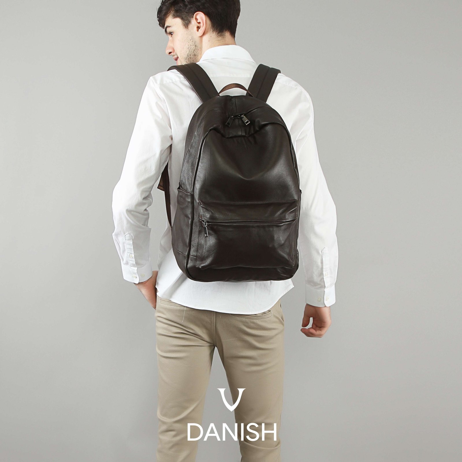 Large Soft Leather Backpack Voila Danish Dark Brown - Voila Leather