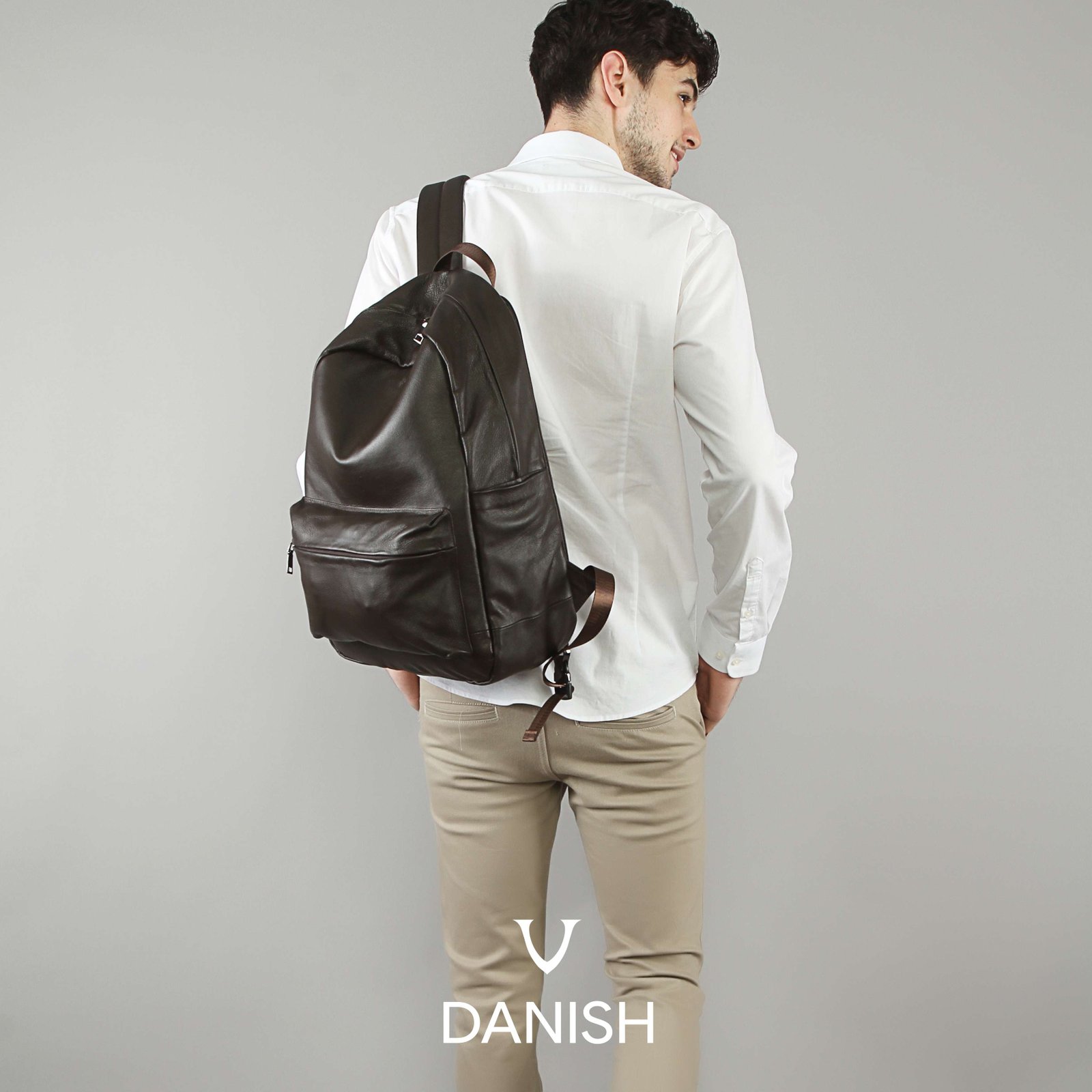 Large Soft Leather Backpack Voila Danish Dark Brown - Voila Leather
