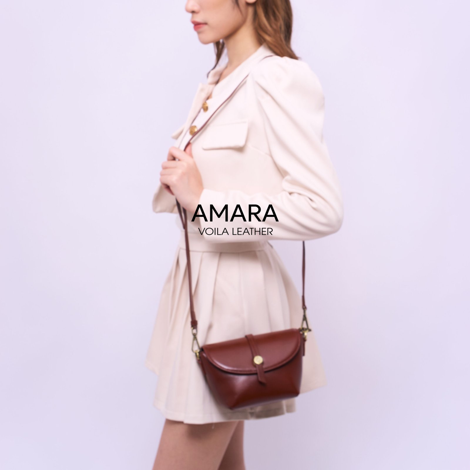 Sling Clutch Kulit Asli Voila Amara Brown - Voila Leather
