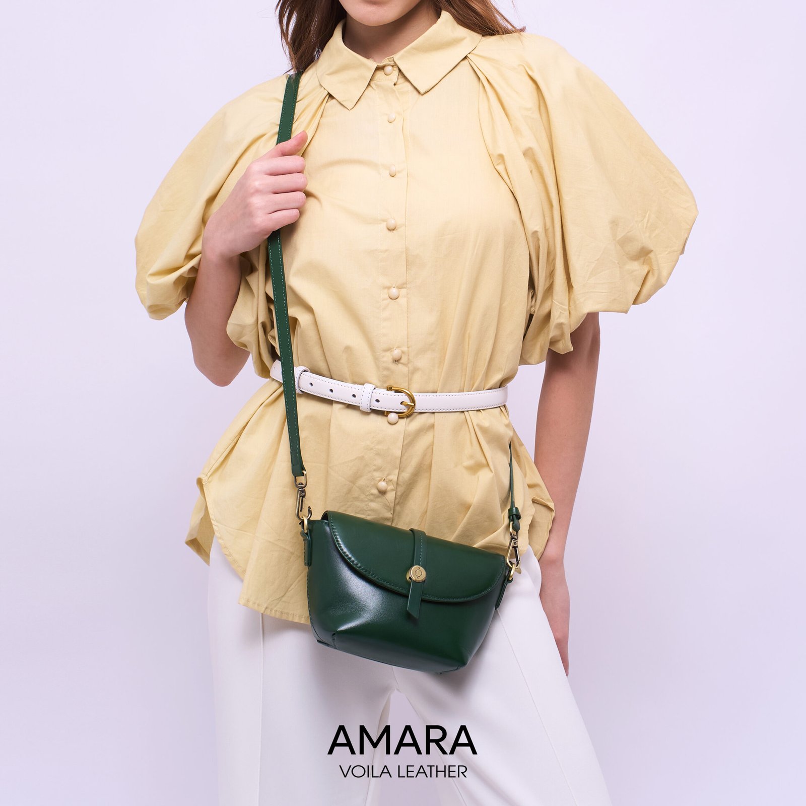 Sling Clutch Kulit Asli Voila Amara Hijau Botol - Voila Leather